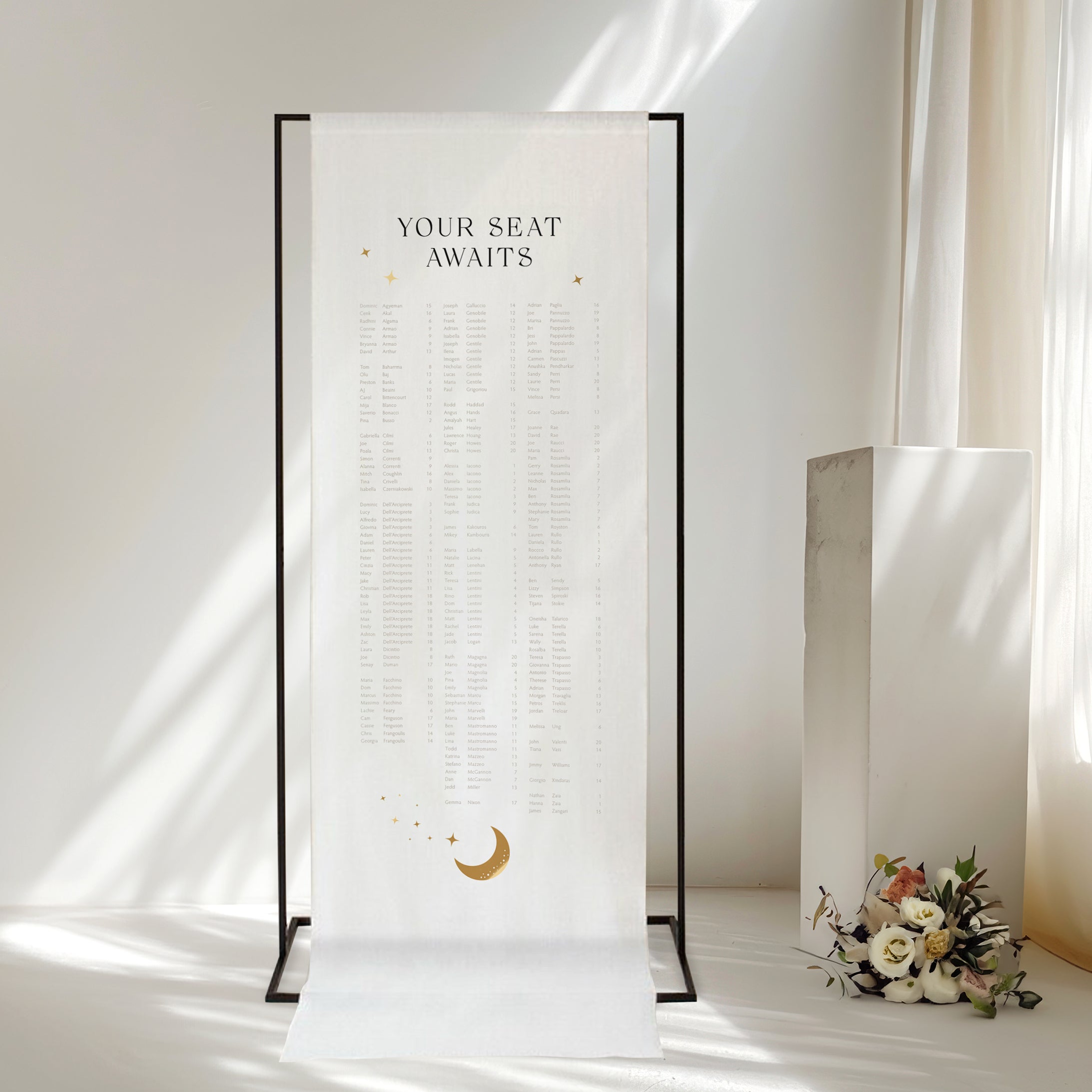 Asteria Linen Seating Sign - Rebel Reflect