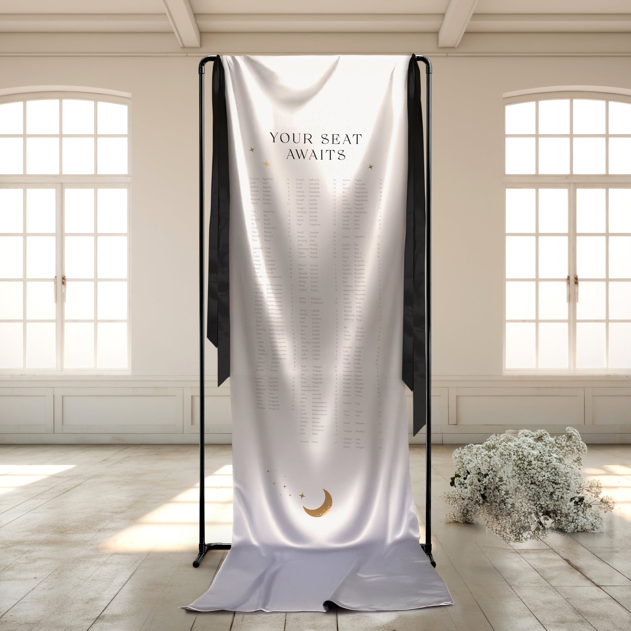 Asteria Linen Seating Sign - Rebel Reflect