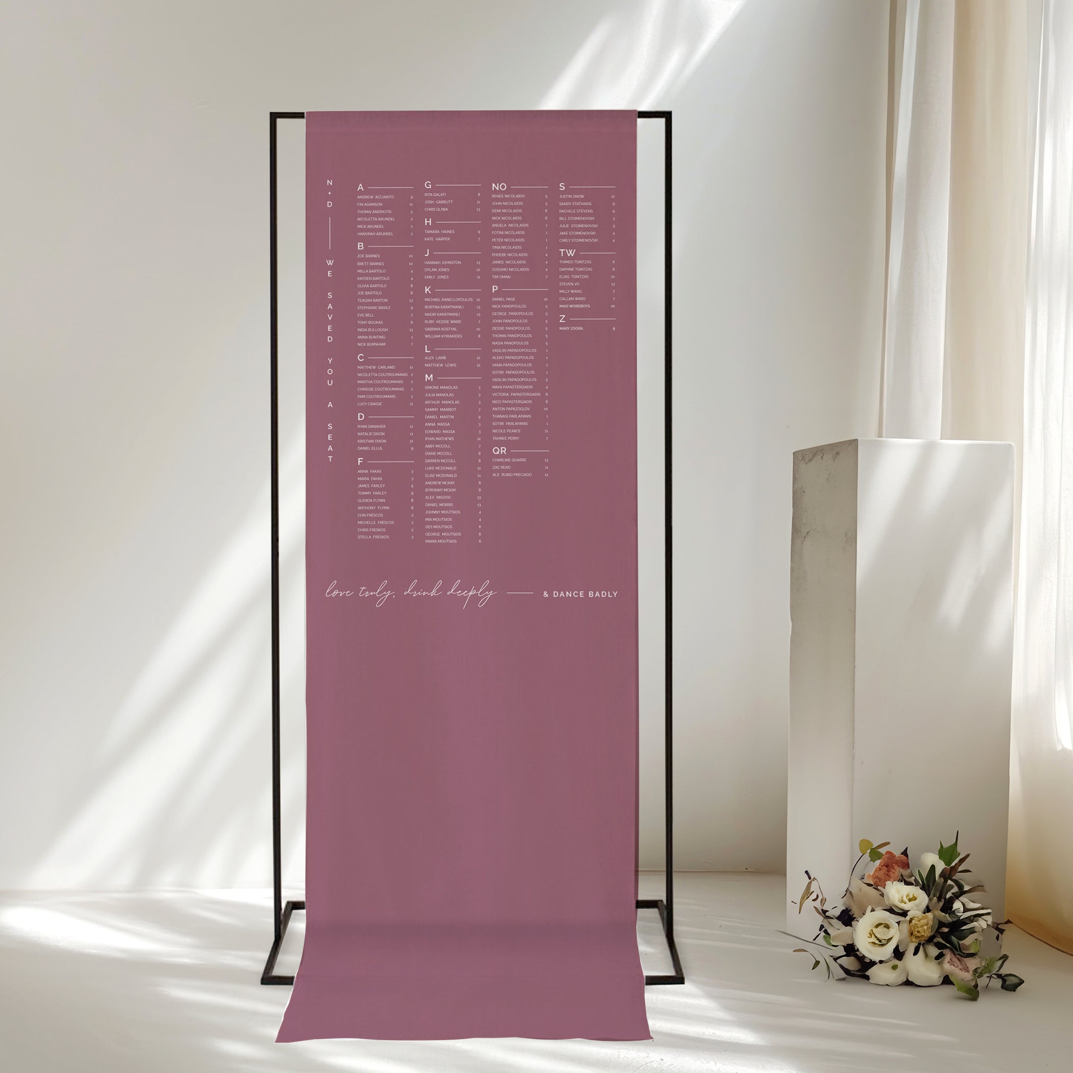 Insieme Linen Seating Sign - Rebel Reflect