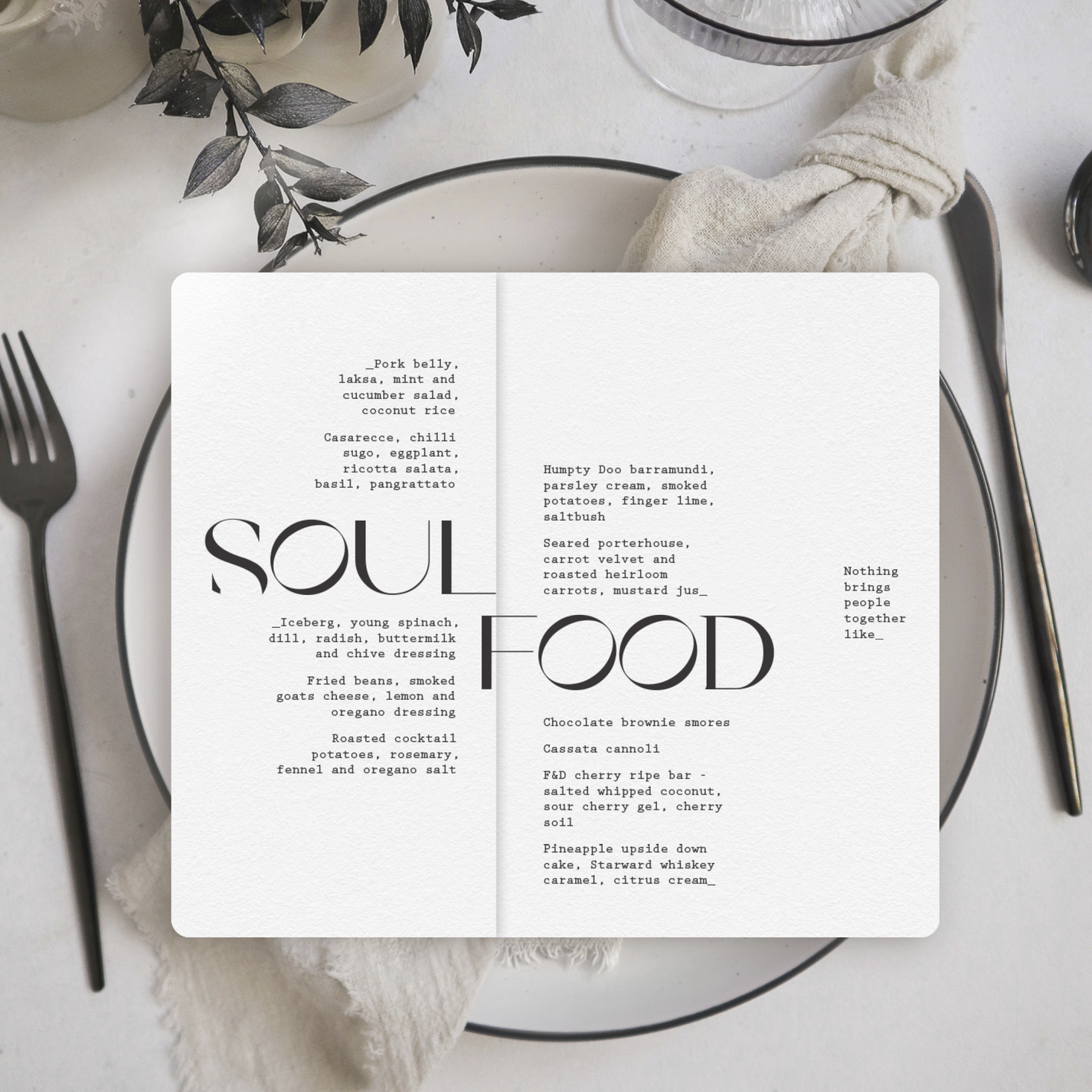 Sonder Menu - Reception/Guest menus for Weddings and Events